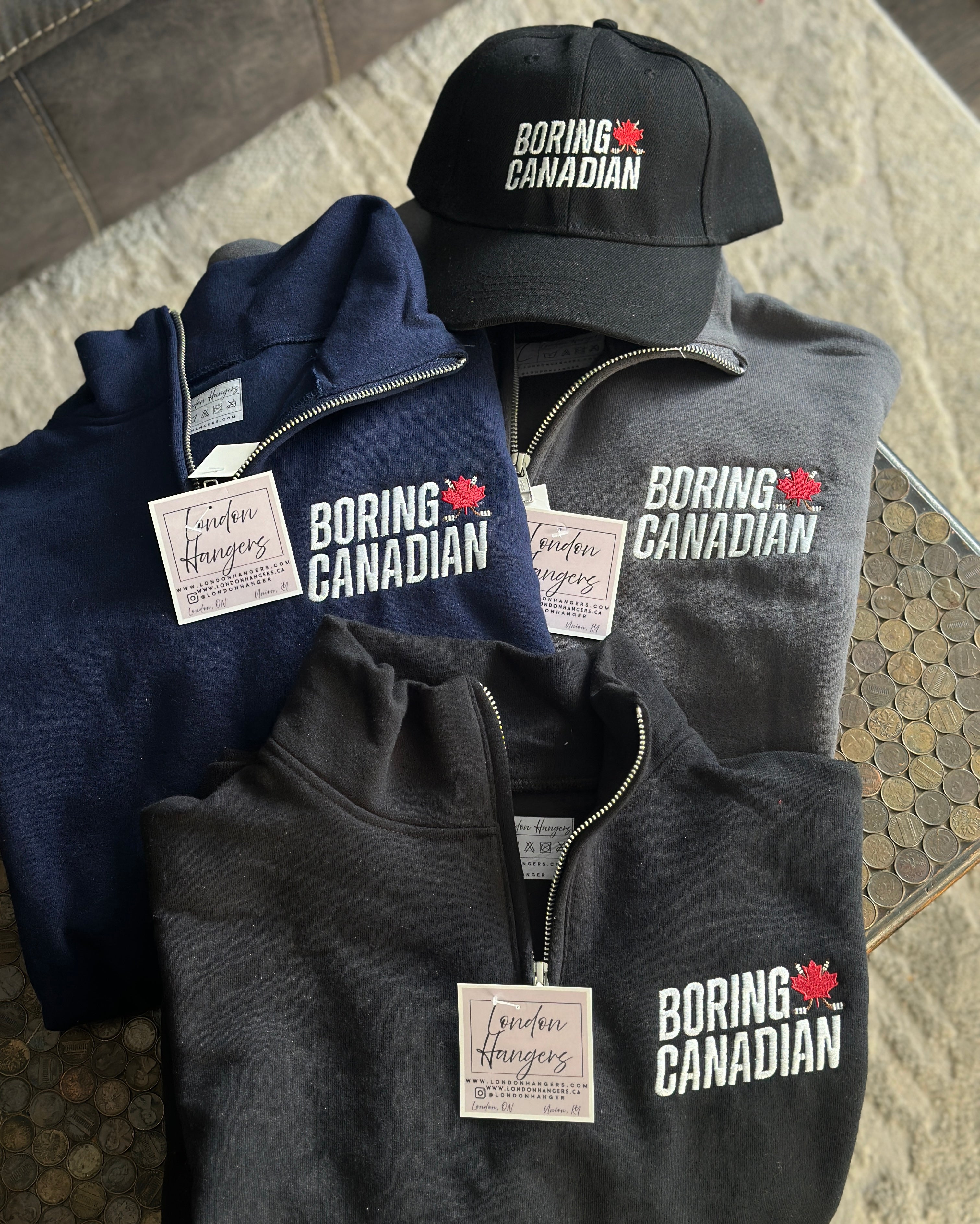 Boring Canadian quarter zip embroidered shirt – London Hangers
